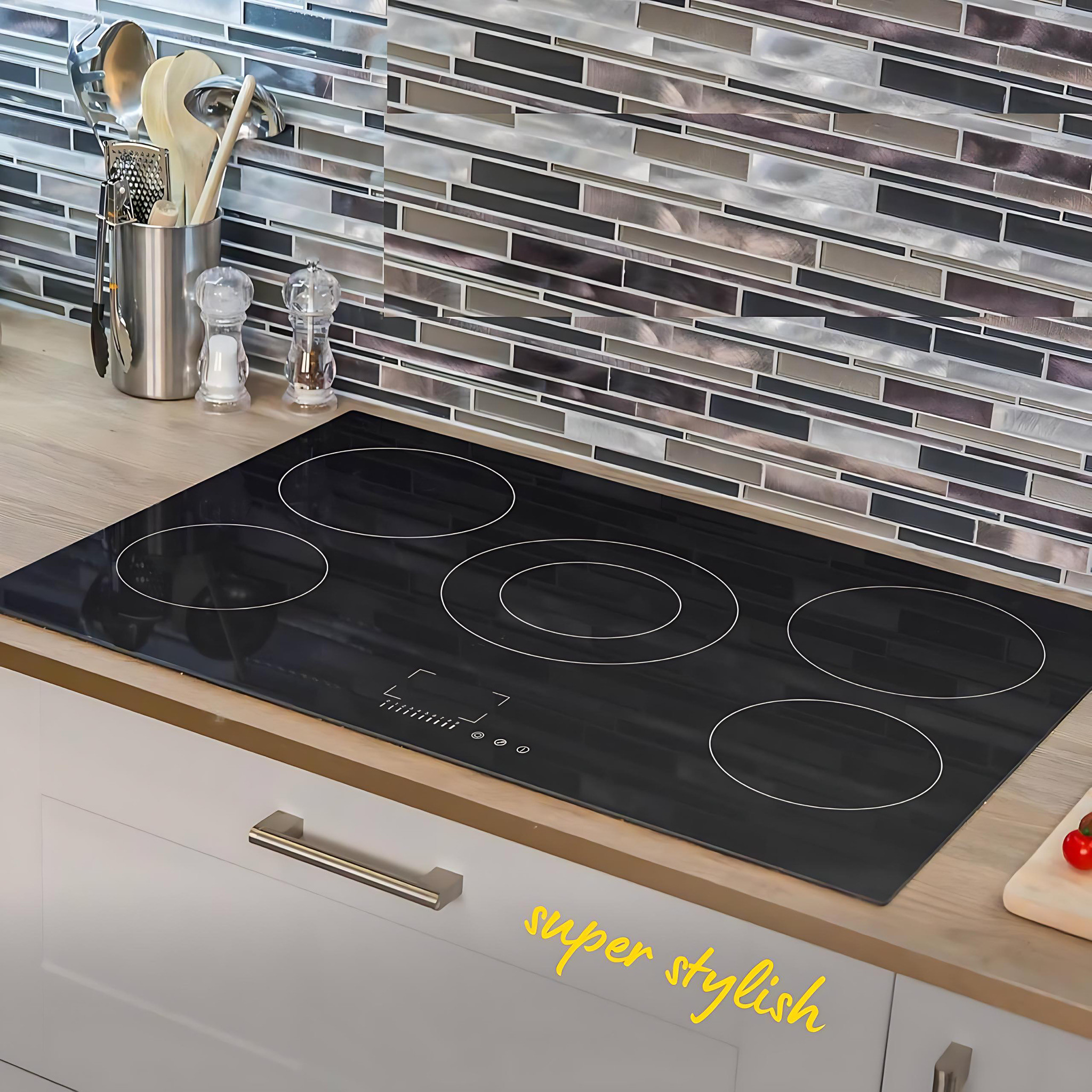 Midea 90cm 5 Burner Ceramic Electric Hob, Individual Timer, Automatic ...